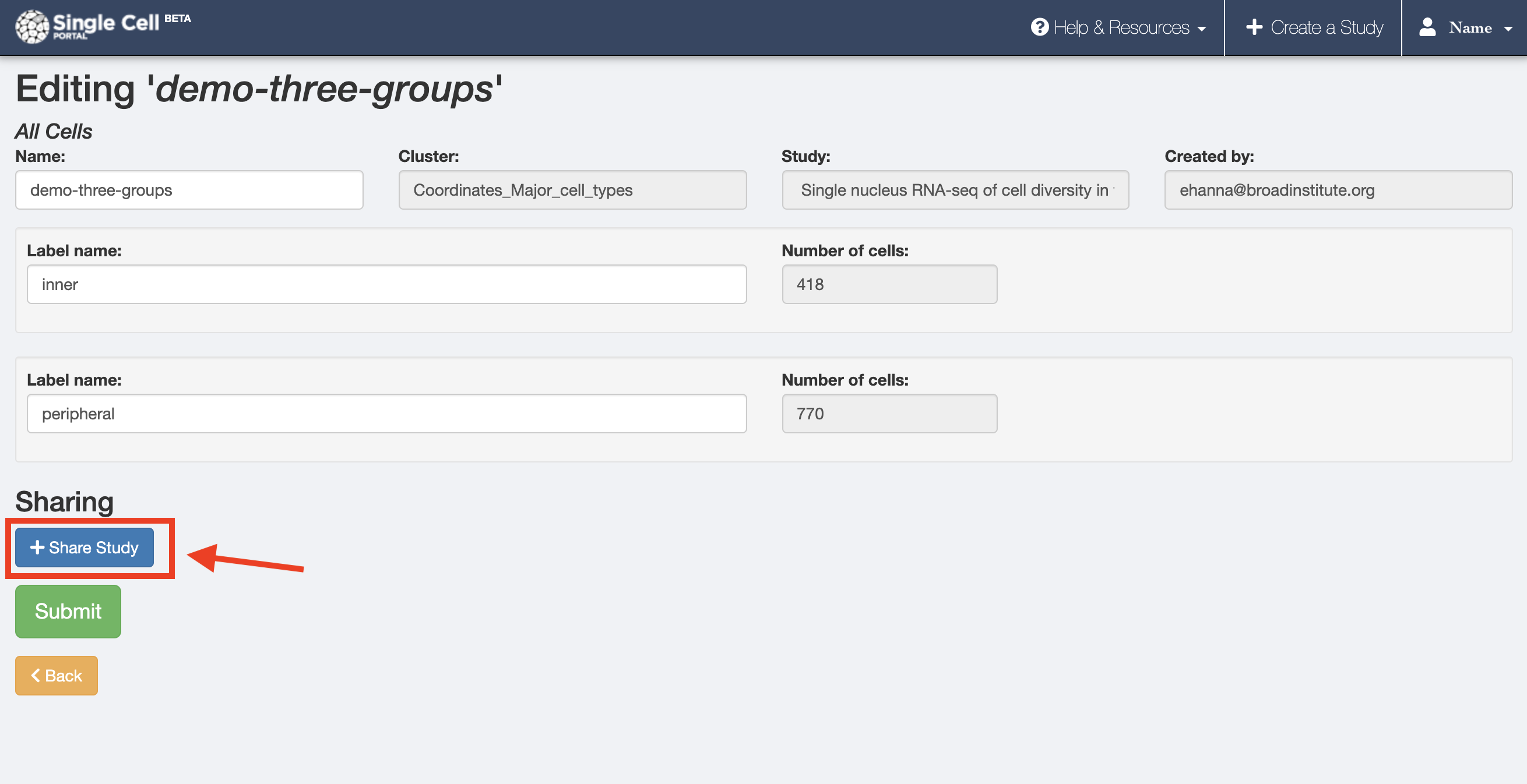 Create and share annotations – Single Cell Portal