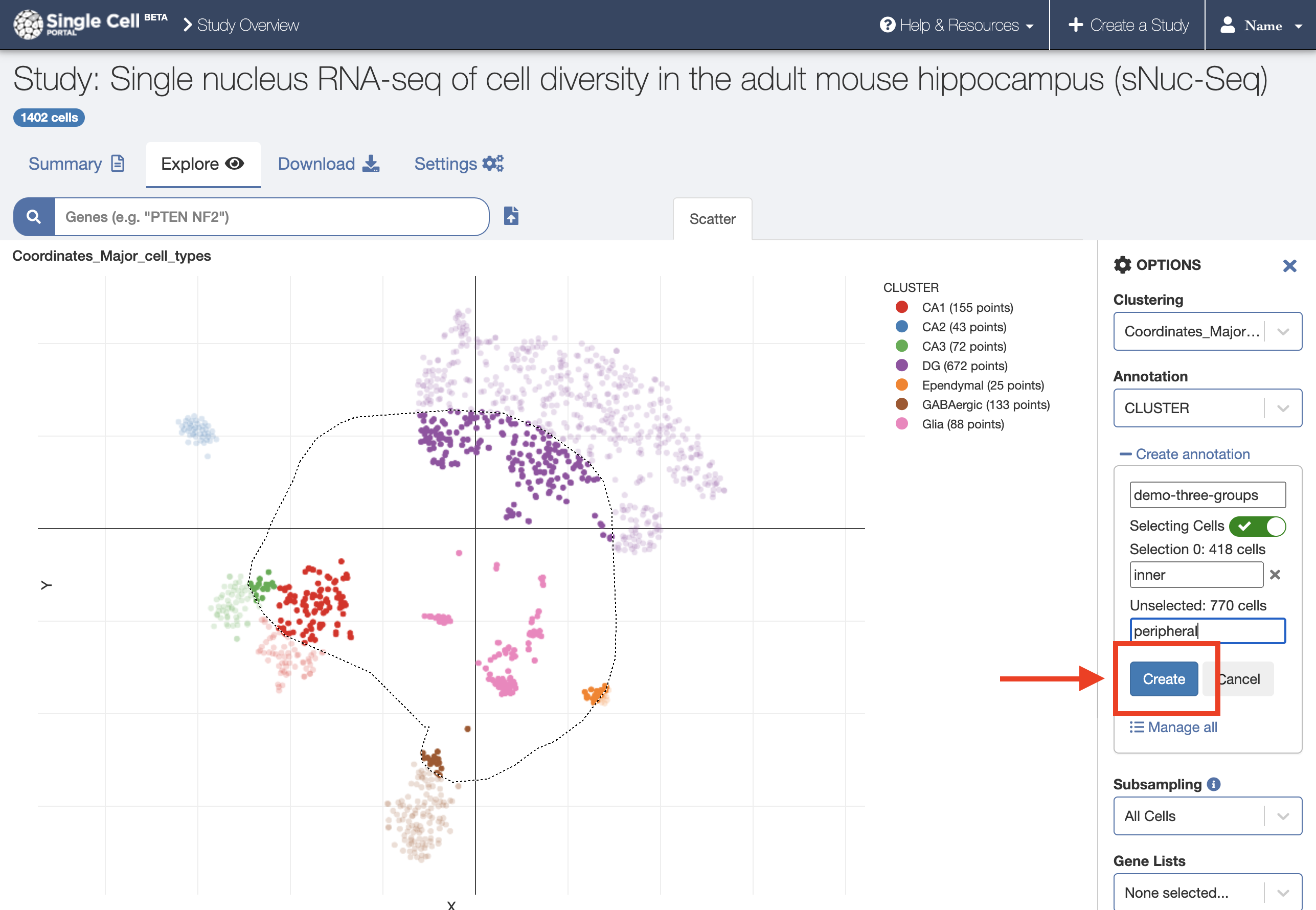 Create and share annotations – Single Cell Portal