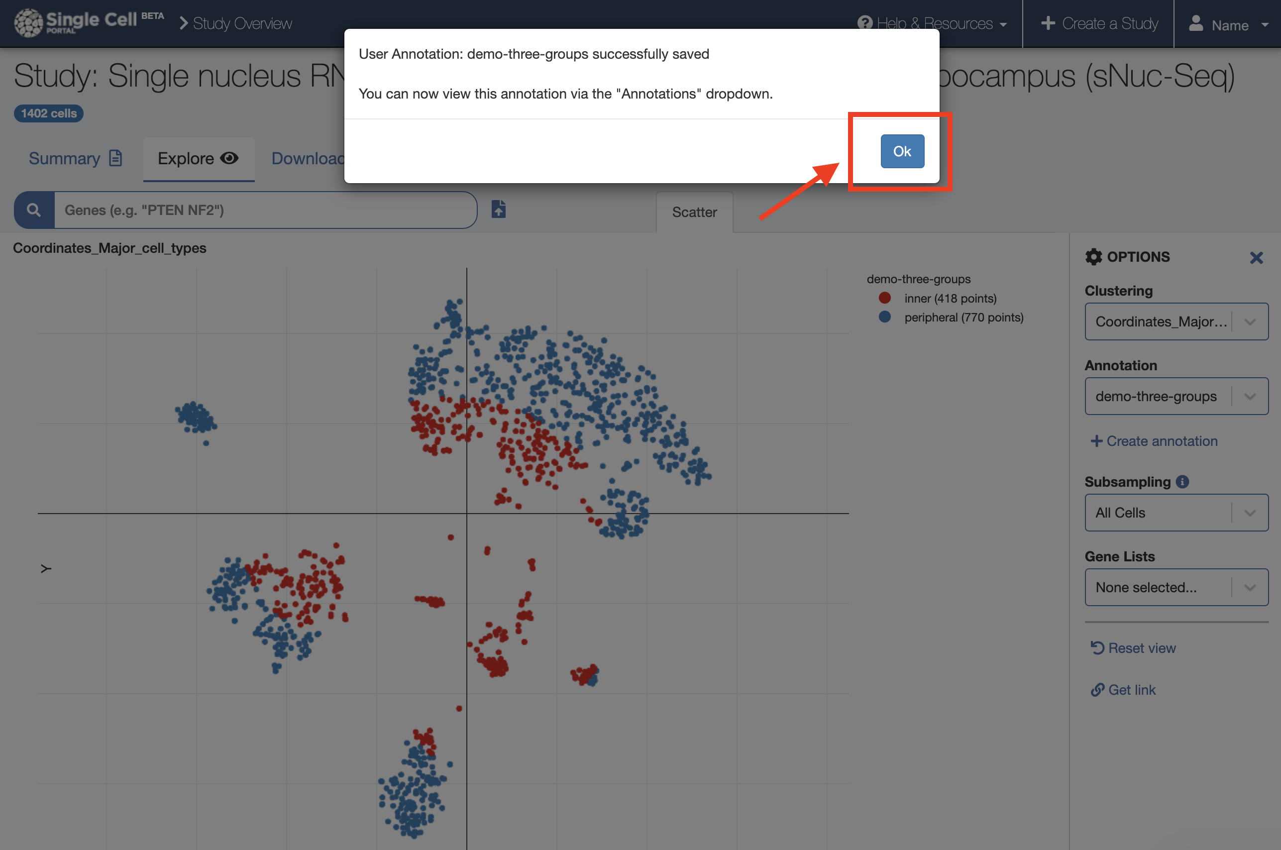 Create and share annotations – Single Cell Portal