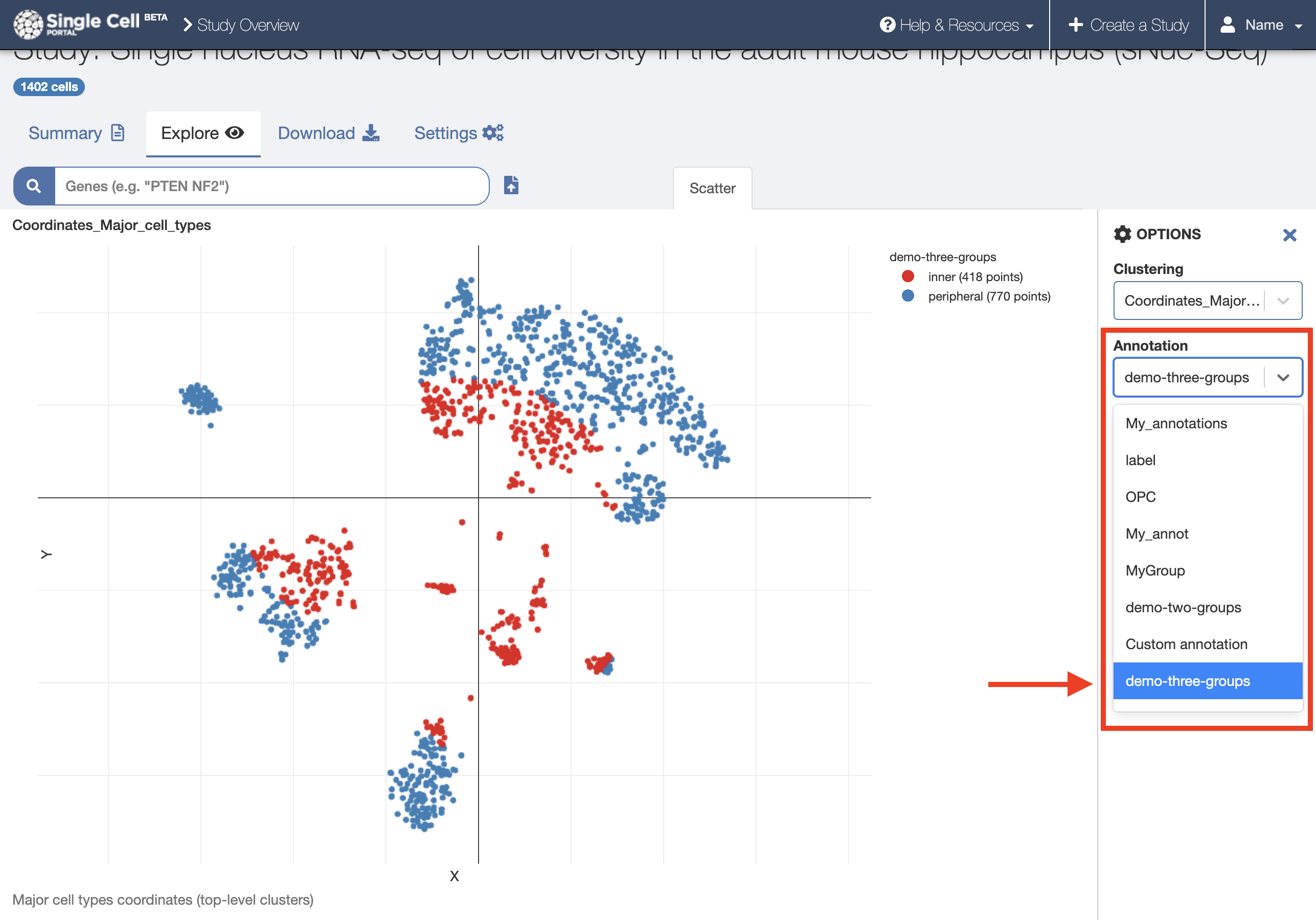 Create and share annotations – Single Cell Portal