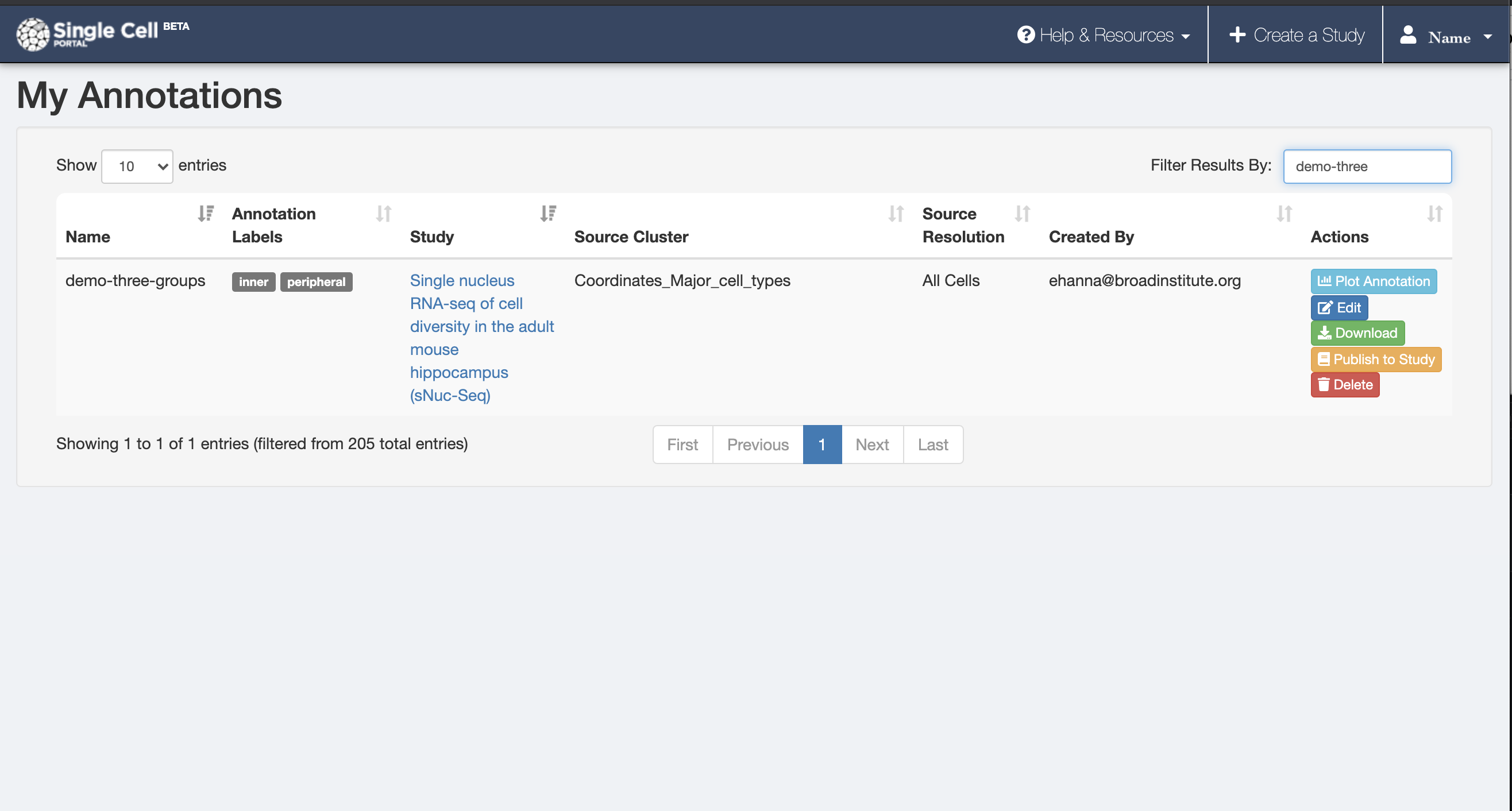 Create and share annotations – Single Cell Portal