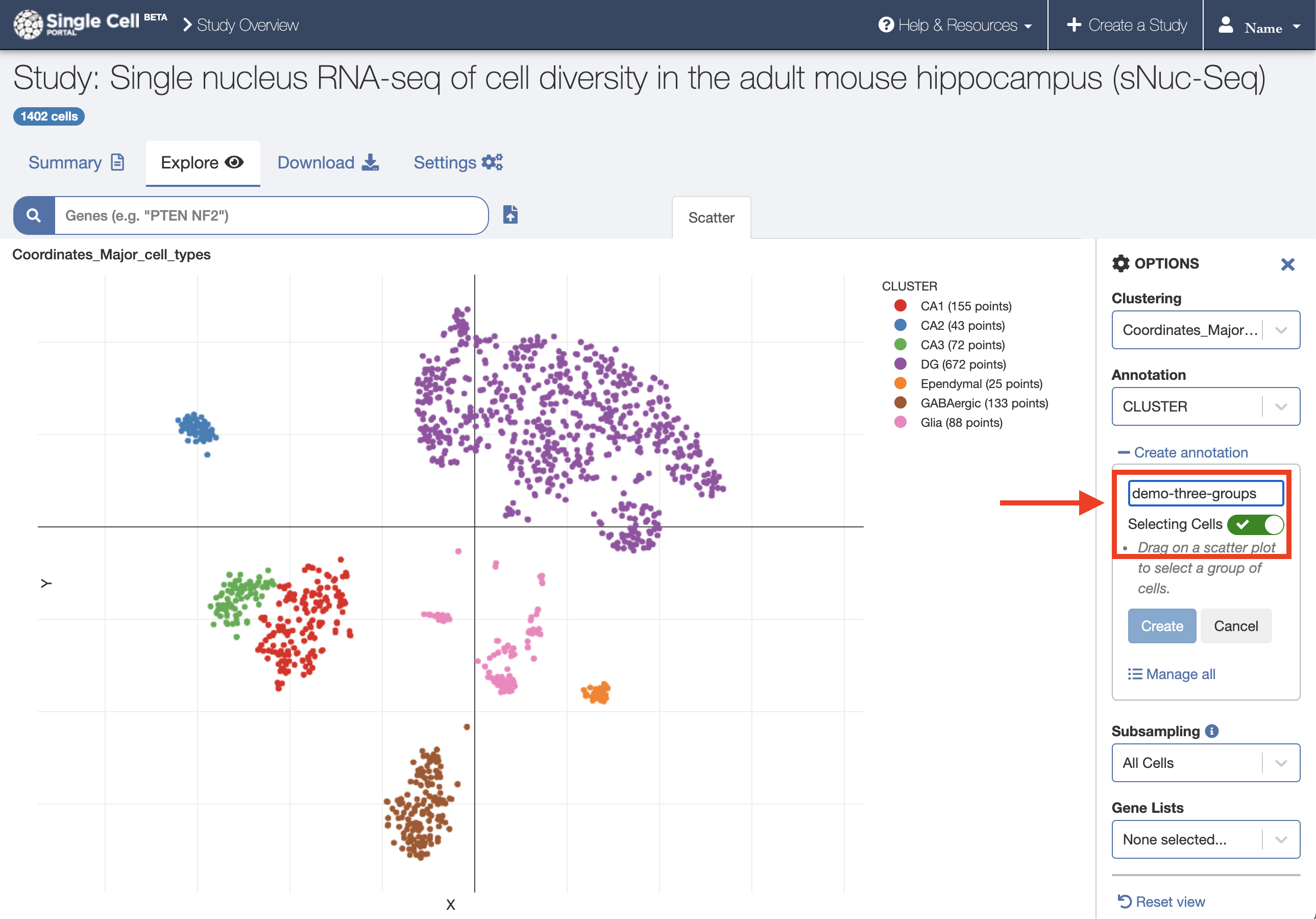 Create and share annotations – Single Cell Portal