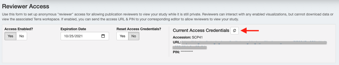 Reviewer access – Single Cell Portal